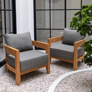 Birch Lane™ Keaton Teak Outdoor Patio Chair (Set Of 2) | Birch Lane