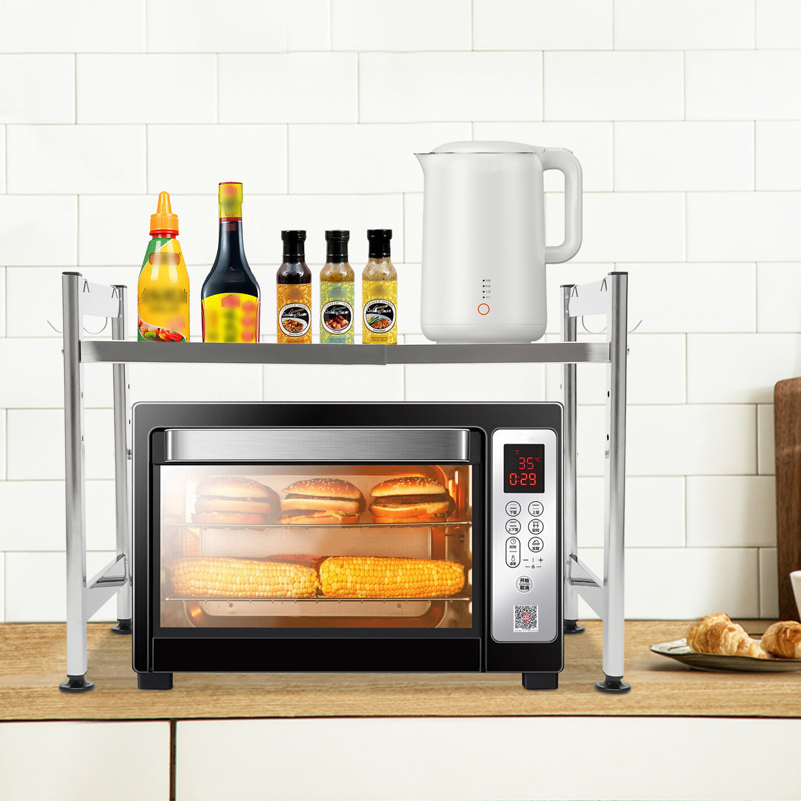 Rebrilliant Naron Microwave Oven Rack Expandable Kitchen Counter Shelf ...