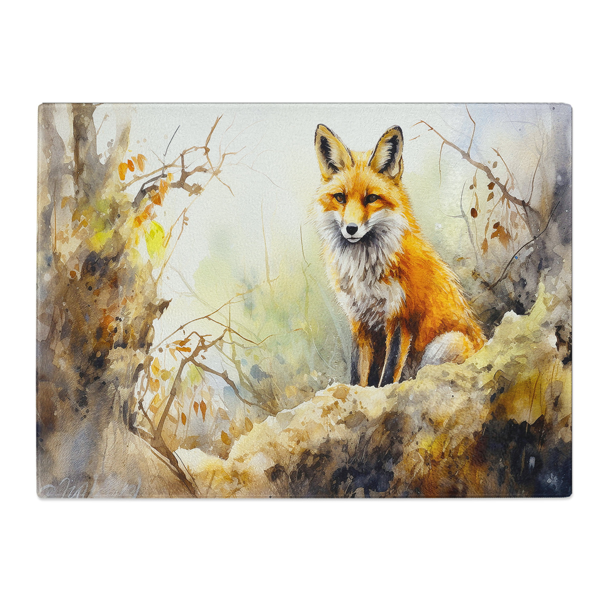 Lily Manor Fox Watercolour Art No.4 Glass Chopping Board | Wayfair.ie