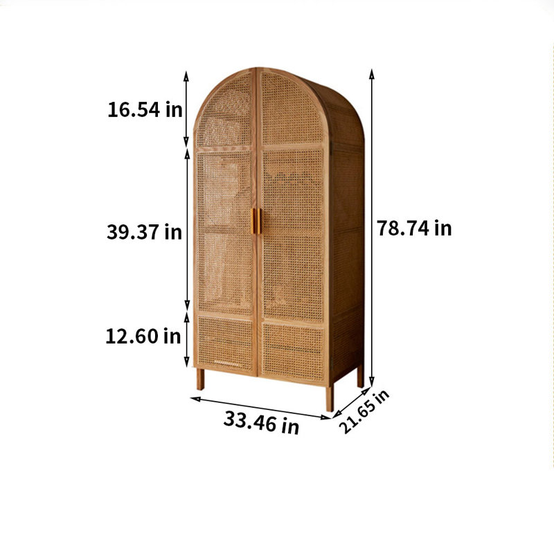 Dream cabinet Rattan Double Door Drawer Armoire Armoire | Wayfair