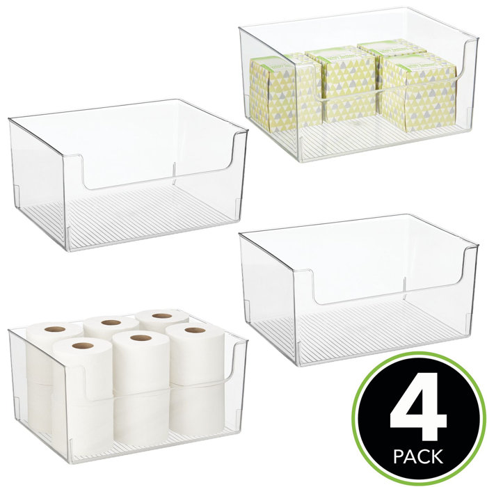 mDesign Rebrilliant Plastic Bathroom Storage Organizer Bin, 16" Wide, 4 ...