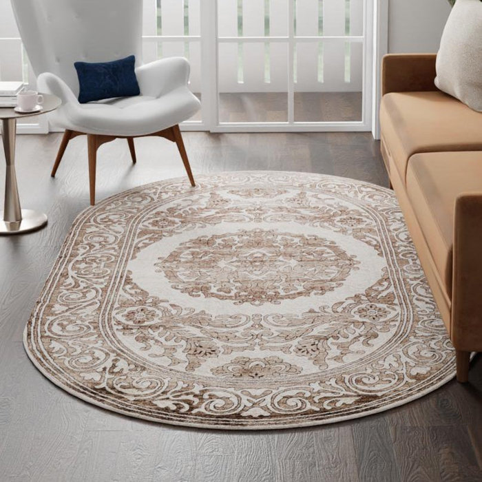 Lark Manor Almarosa Chocolate Brown/Cream Rug & Reviews | Wayfair