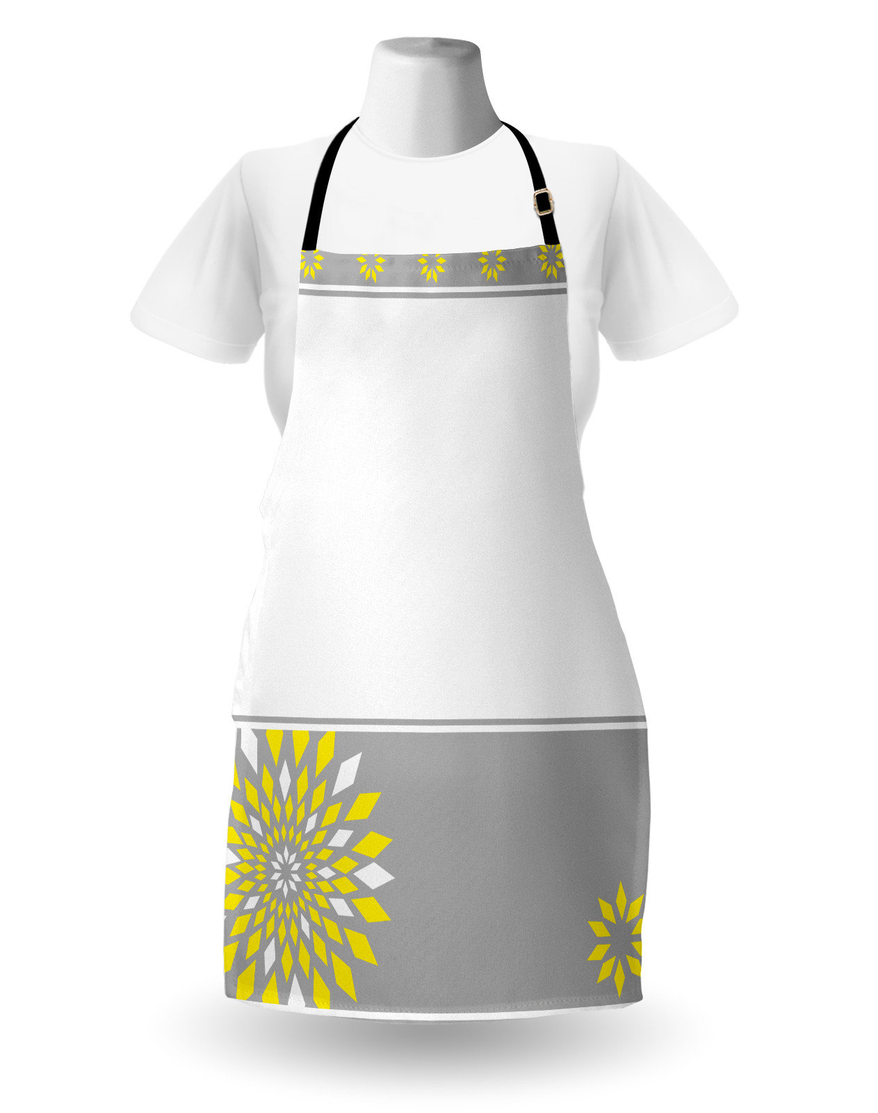 East Urban Home Geometric Apron Unisex, Border with Flowers, Adult Size ...