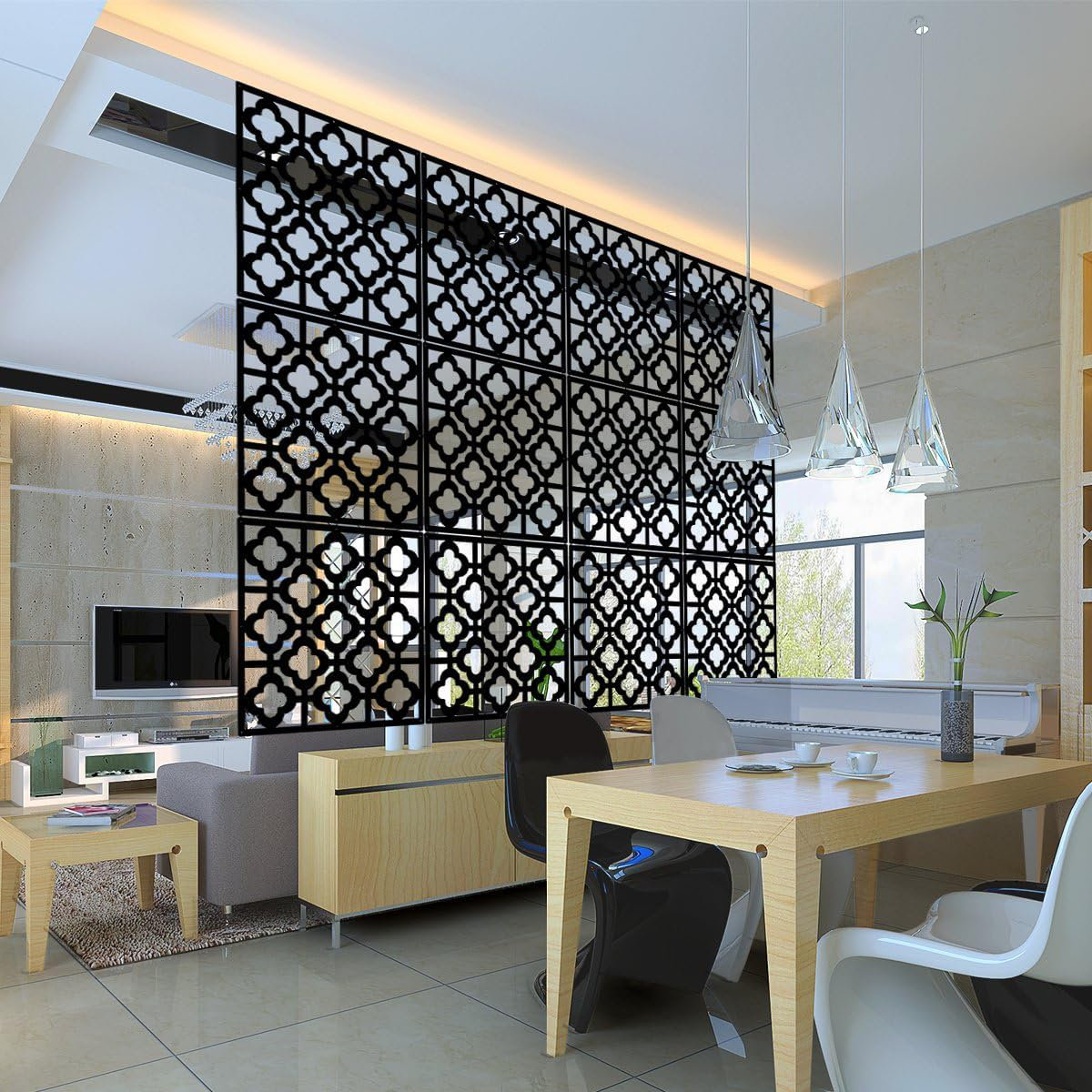 Ebern Designs 12 Pcs PVC Hanging Room Divider,Thick Decorative Flower ...