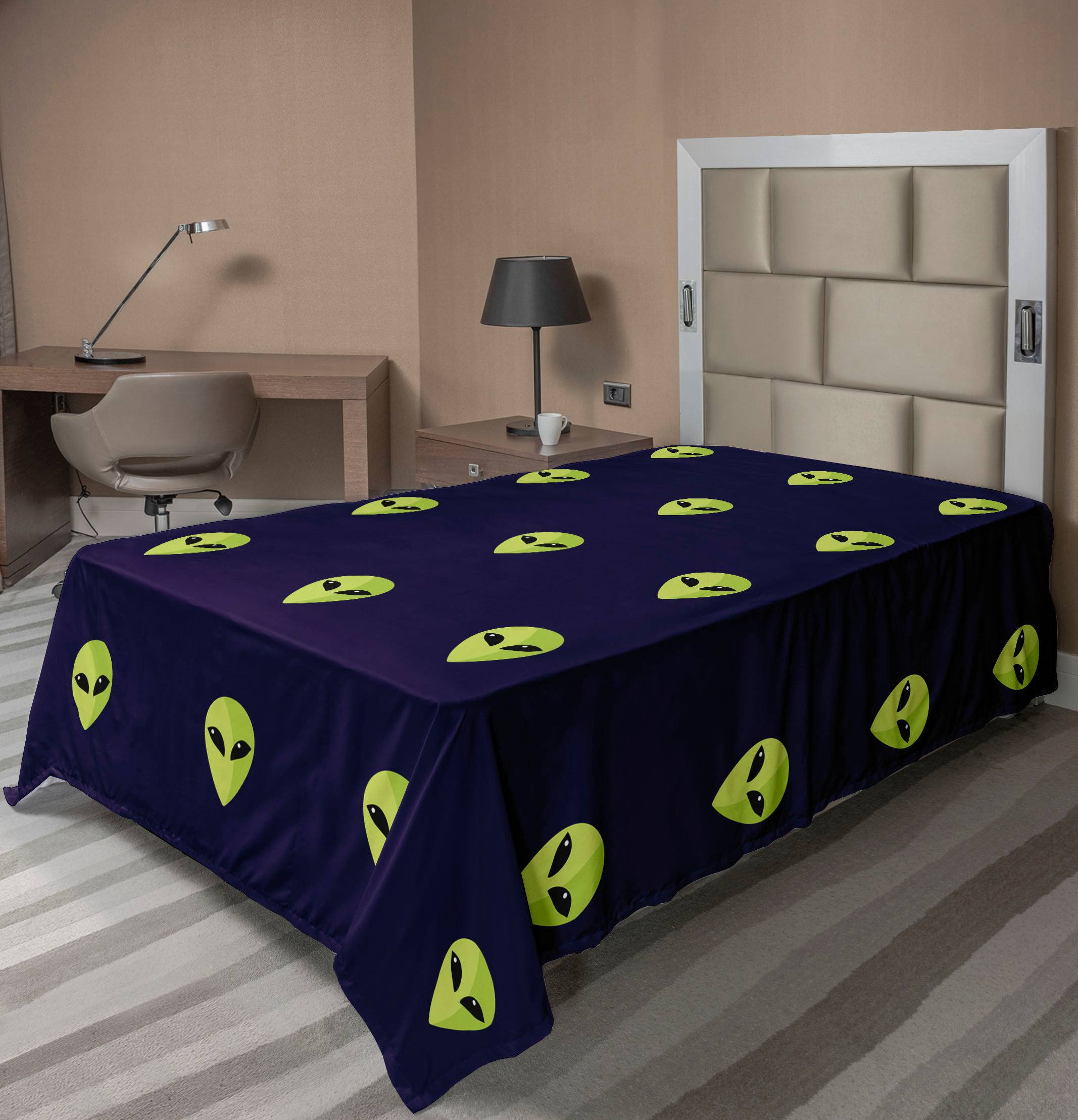 Ambesonne Alien Top Flat Sheet Extraterrestrial Galaxy Art Pale Avocado ...