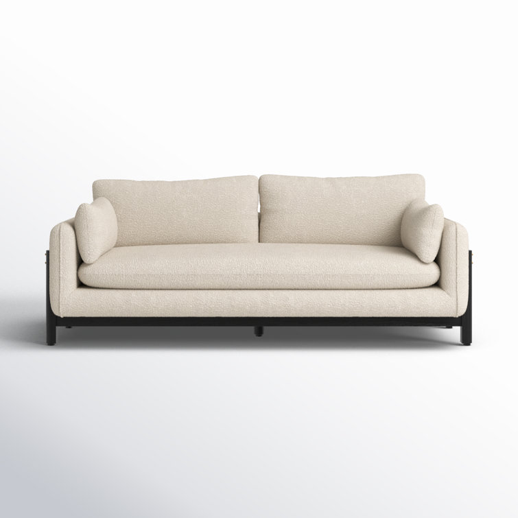 Magali 80" Wide Mindi Wood Upholstered Sofa, Beige | AllModern