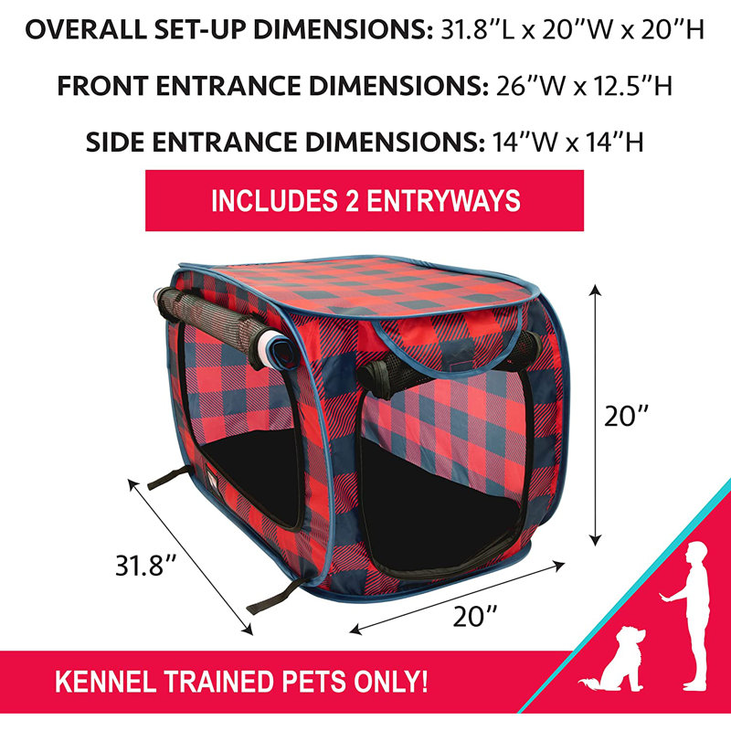 Tucker Murphy Pet™ SPORT PET Large Plaid Pop Open Kennel | Wayfair