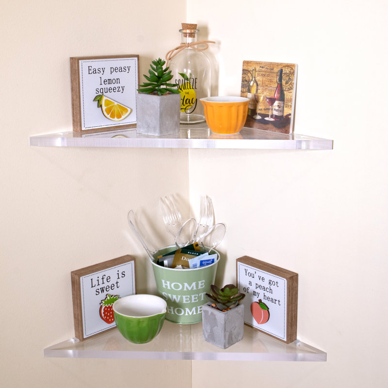 Ebern Designs Colombard 2 Piece Triangle Acrylic Floating Shelf | Wayfair