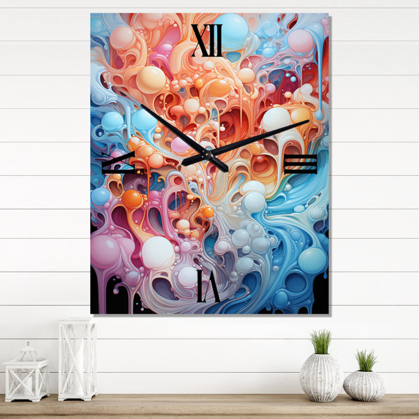 East Urban Home Donnel - Drip Painting Wall Clock Oversized | Wayfair