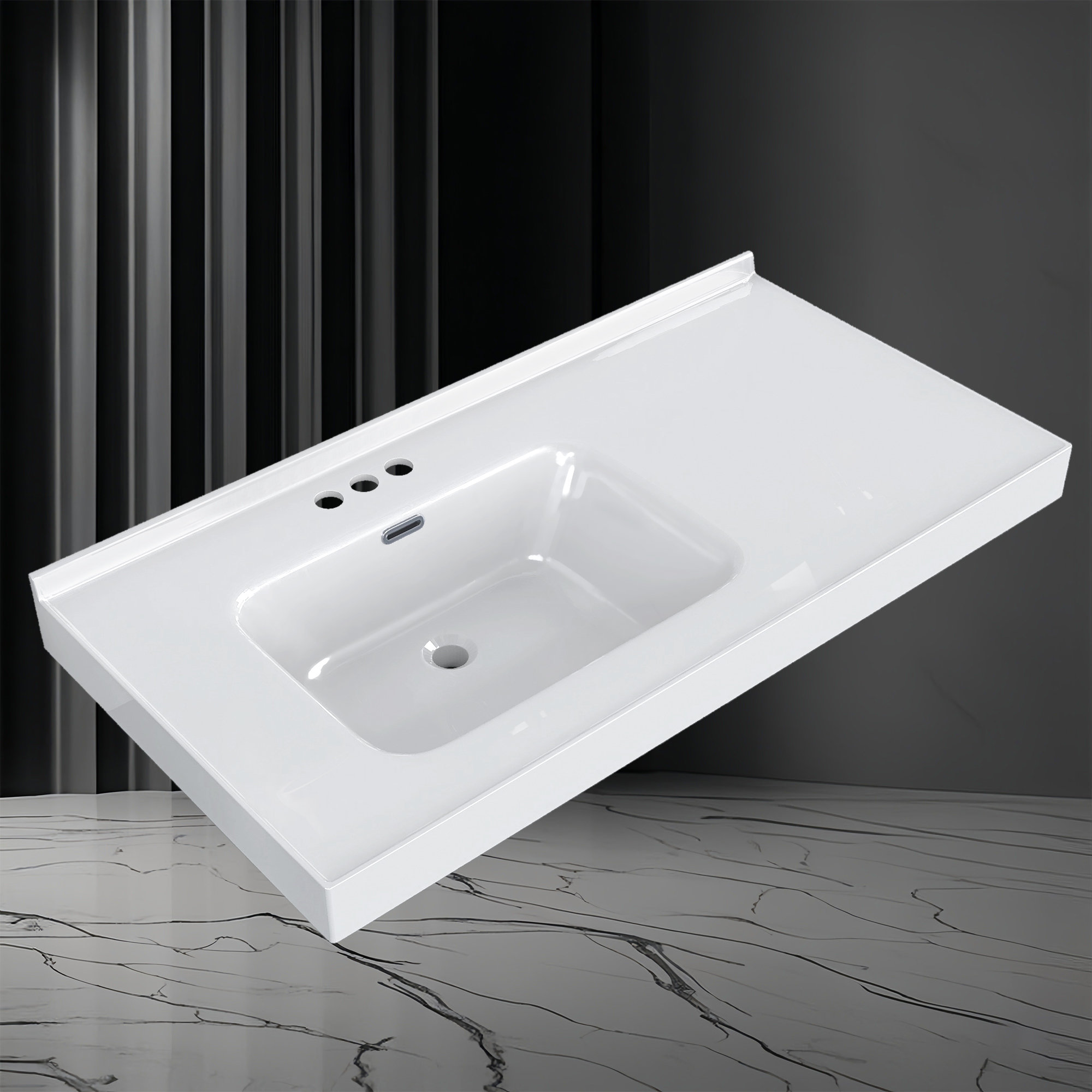 Ogonbrick 43“ Single Bathroom Vanity Top With Sink Soild Surface In ...