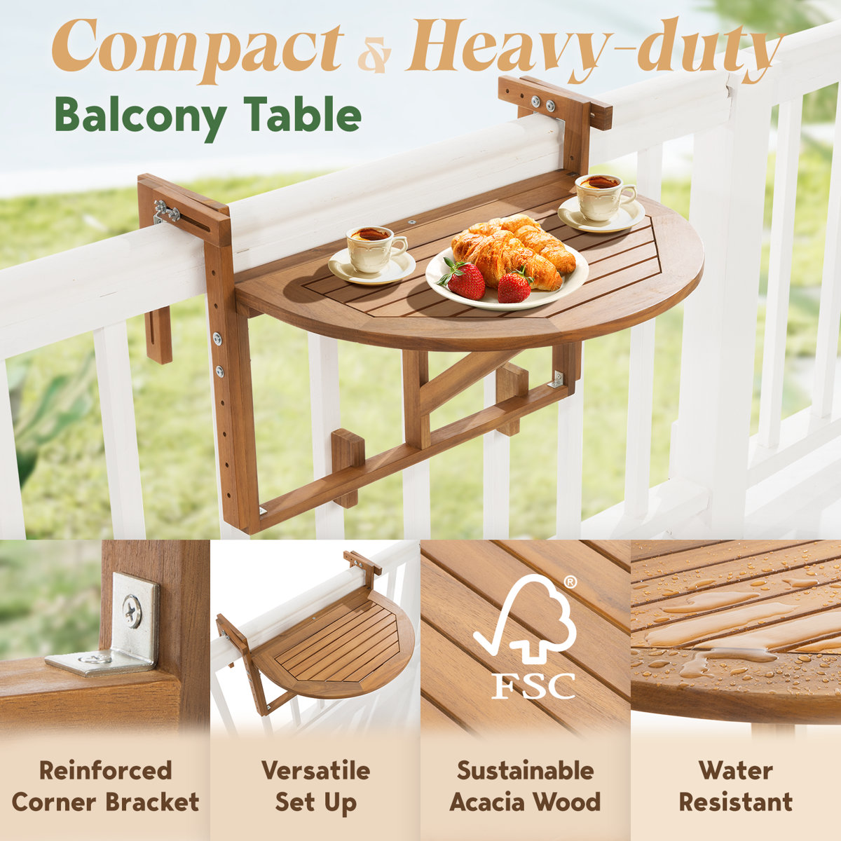 Winston Porter Sirvon Half-Round Balcony Folding Patio Tables & Reviews ...