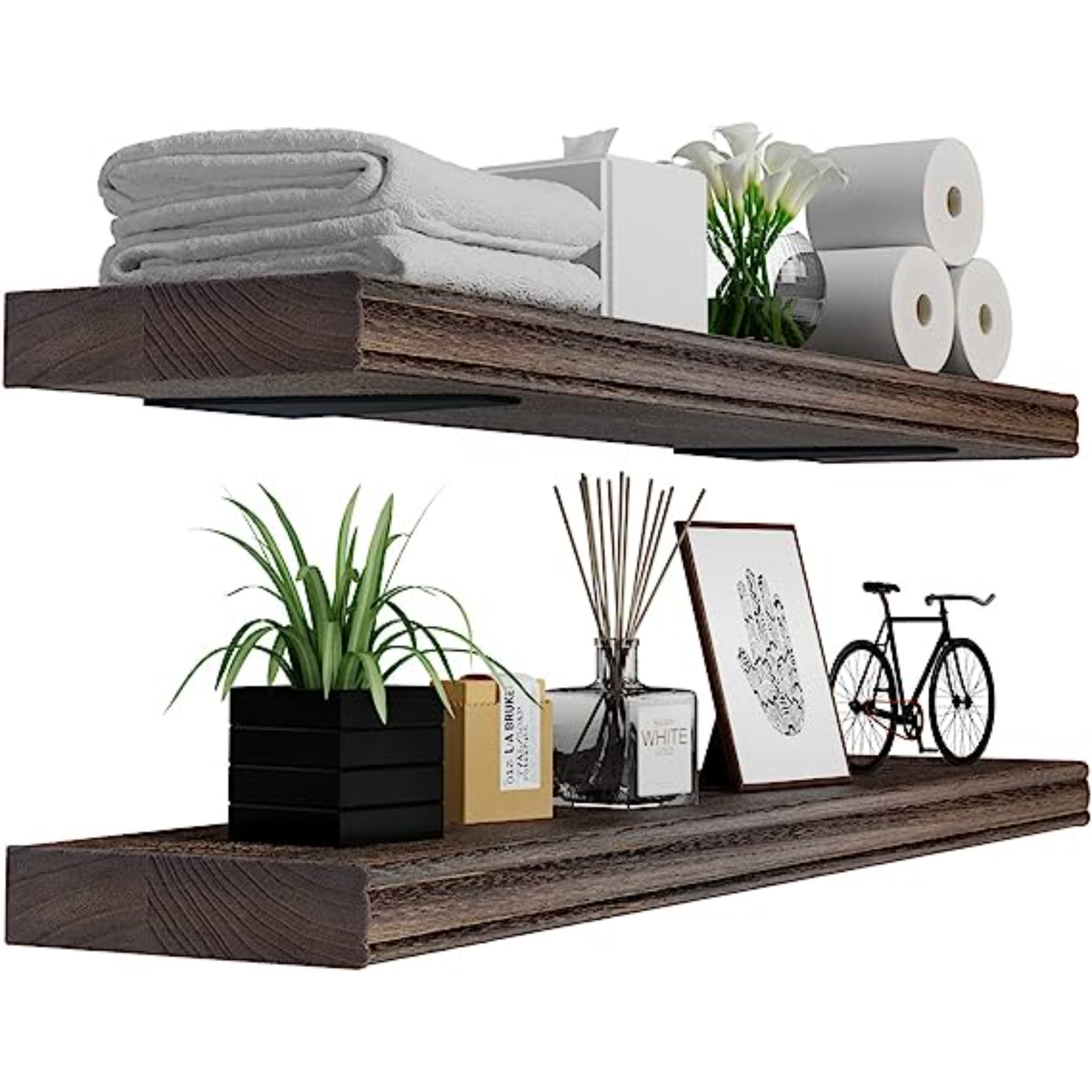 Loon Peak® Floating Shelves Natural Wood Rustic Wide Wall Mounted ...