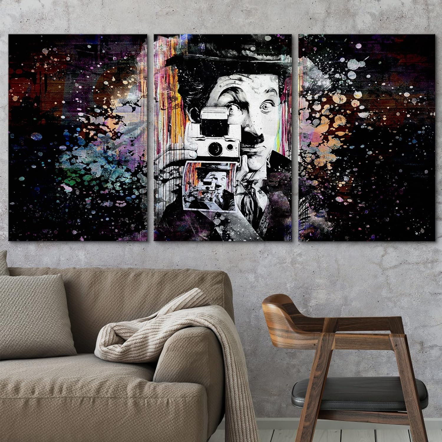IDEA4WALL Pop Urban Street " Spray Paint Style Charlie Chaplin Graffiti ...