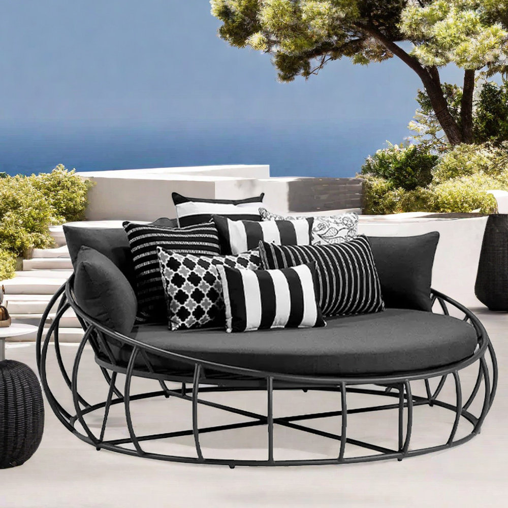 Elegance Furnishings Aluminum Alloy Patio Daybed 77.56 Outdoor with ...