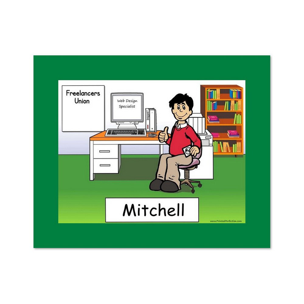 Printed Perfection Personalized Computer Lover - Male Caricature with a ...