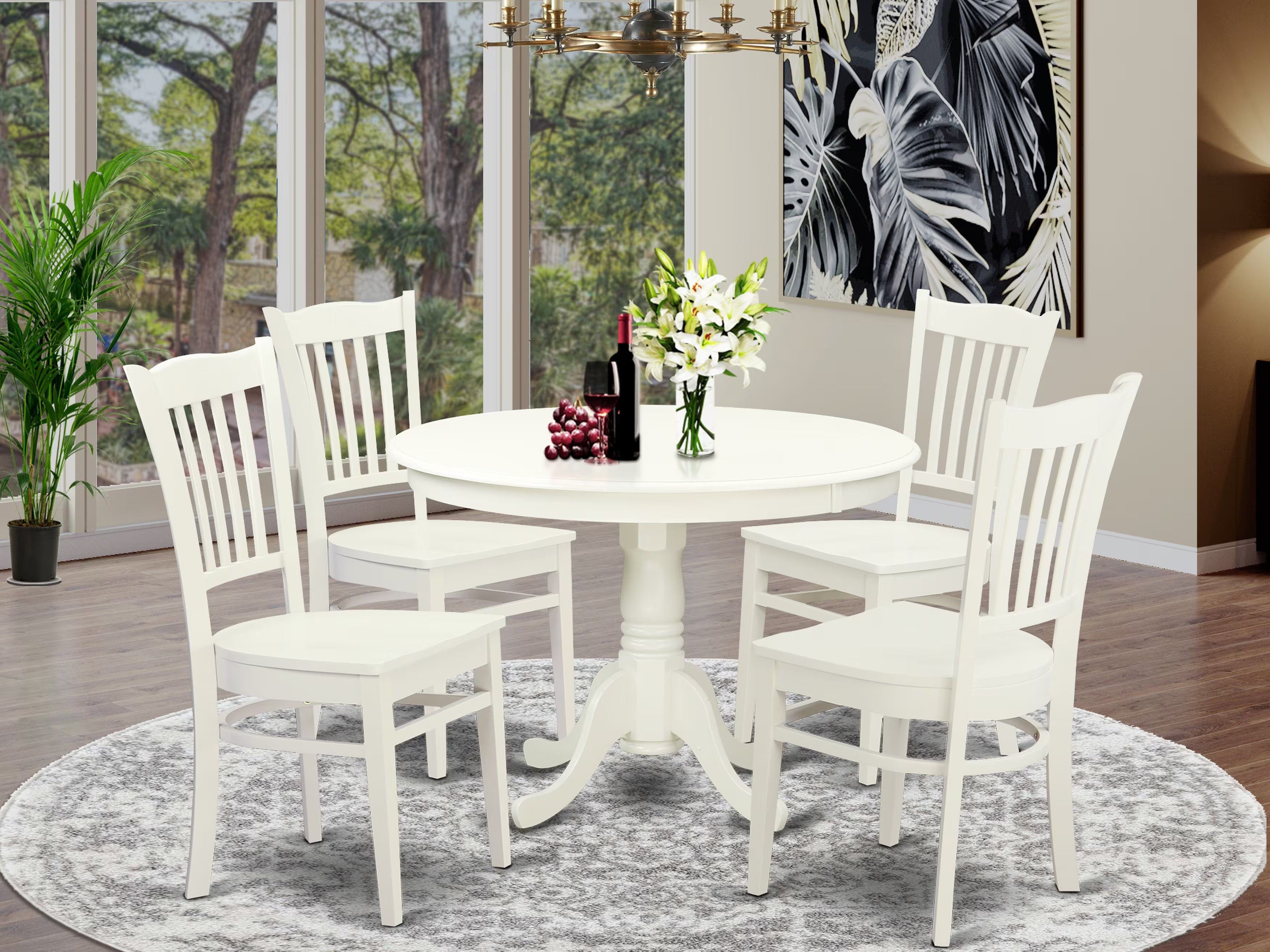 Charlton Home Stoker 4 - Person Rubberwood Solid Wood Dining Set ...