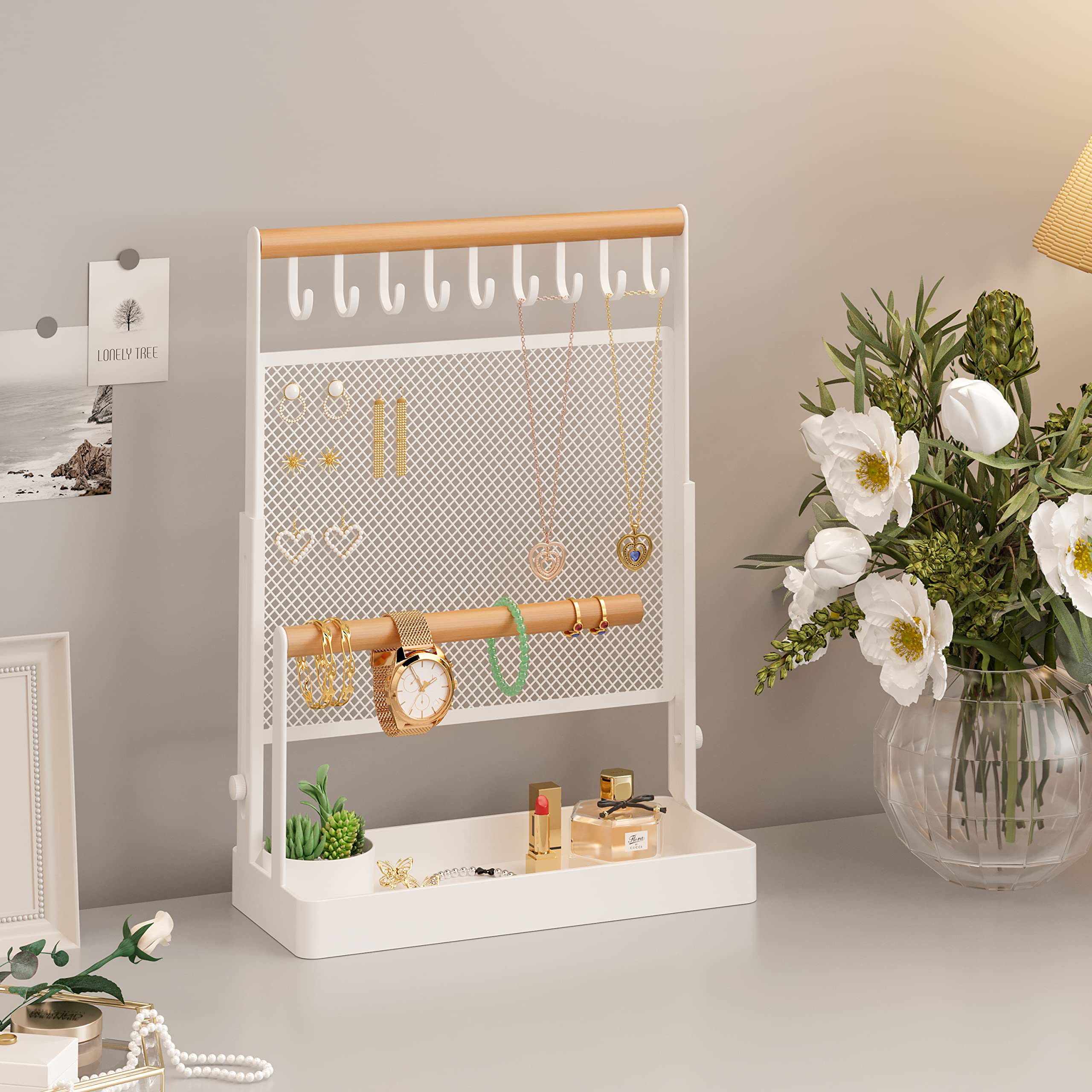 Rebrilliant Jewelry Organizer Stand, Liftable Necklace Holder With ...