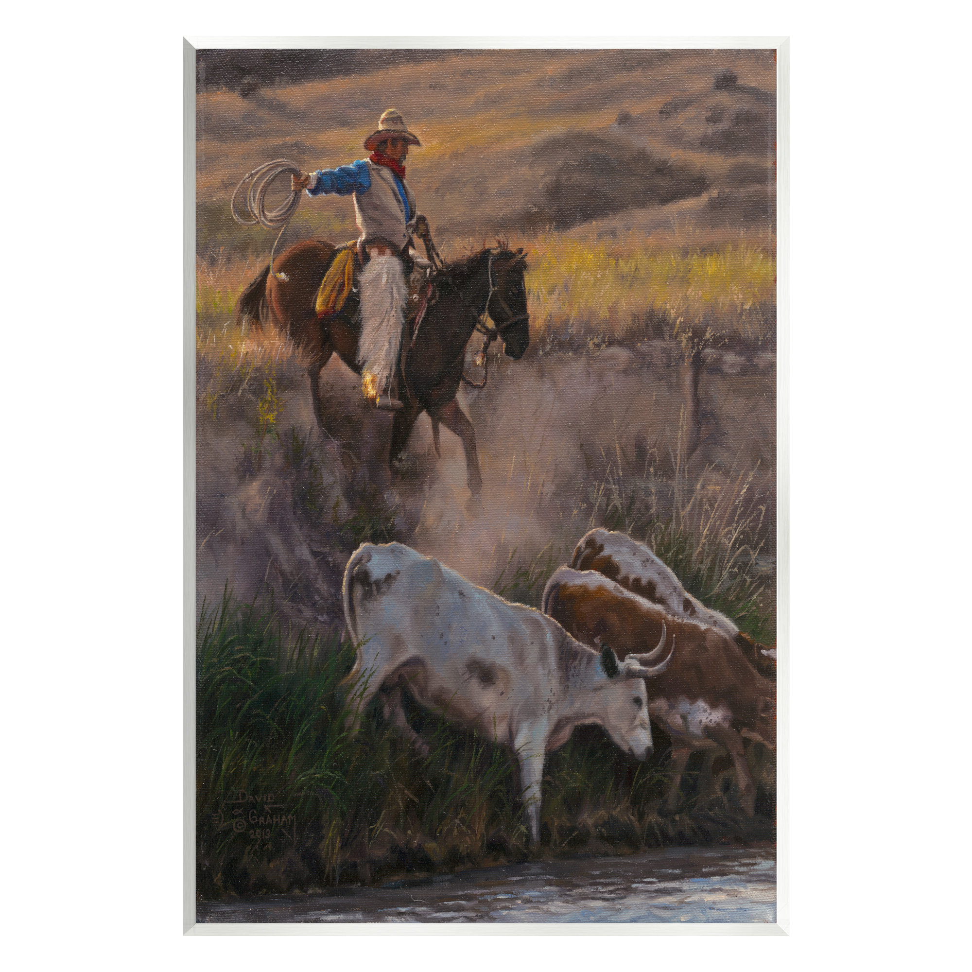 Stupell Industries Cowboy Rounding Up Cattle Lasso by David Graham ...