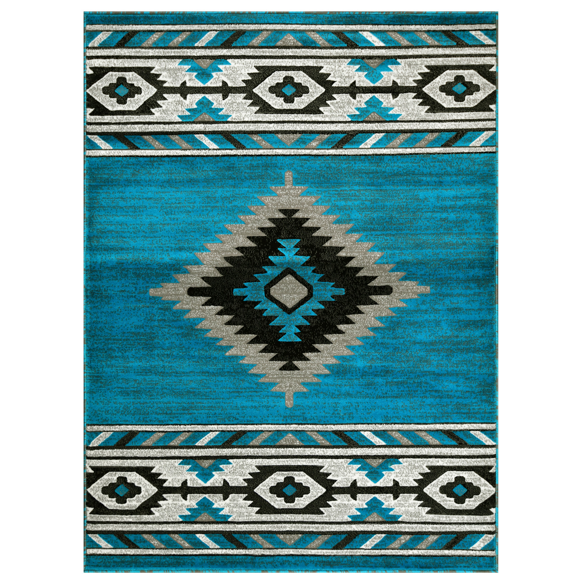 Foundry Select Turquoise And Multi Rugs For Cabin Tribal Medallion ...