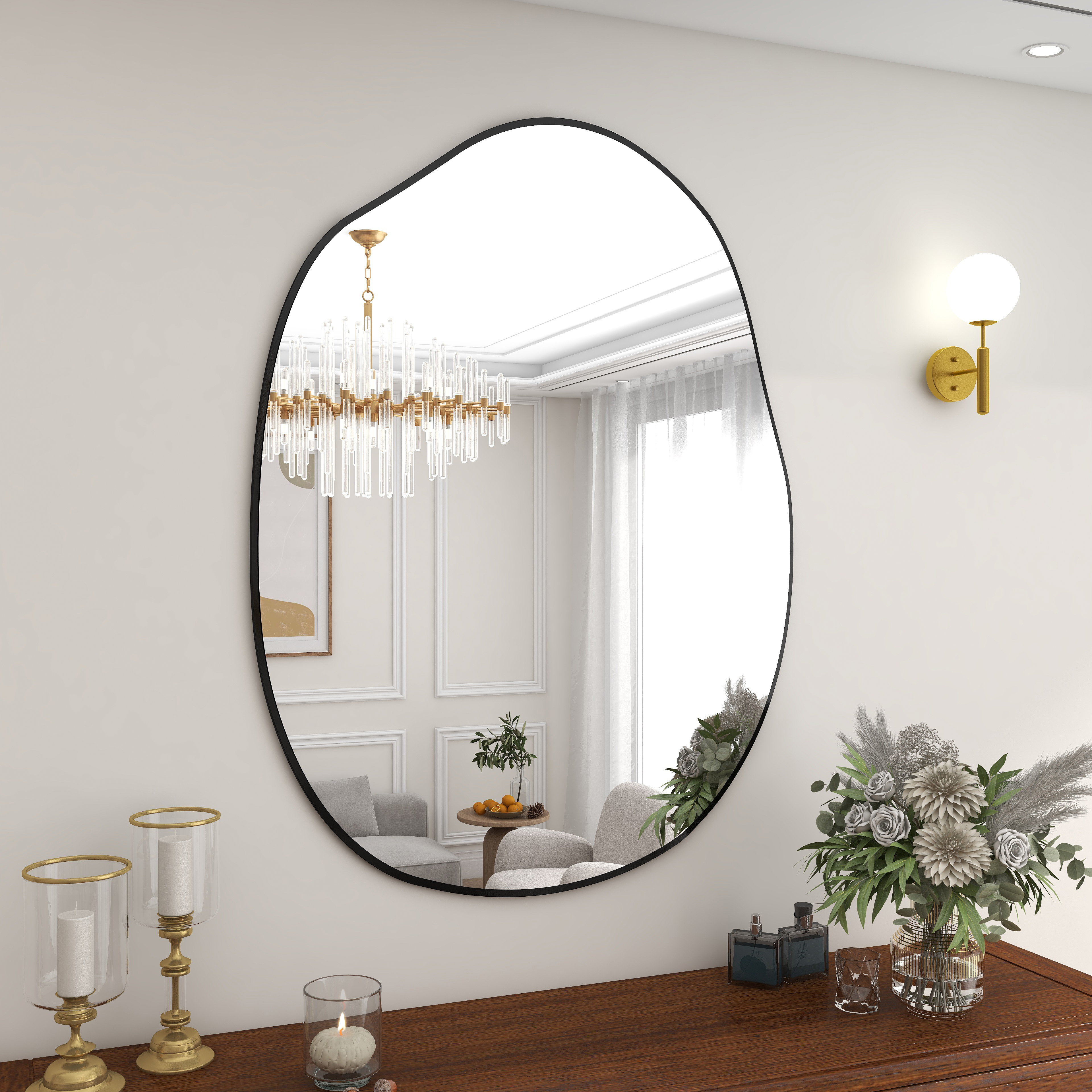 BEAUTYPEAK Asymmetric Mirror, Irregular Wall Mirror, Unique Shape Wall ...