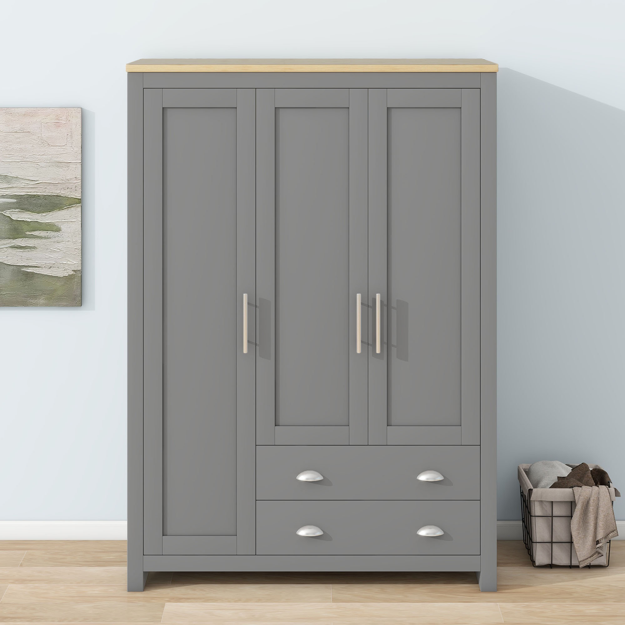 Red Barrel Studio® Wardrobe With Cabinets And Two Drawers | Wayfair