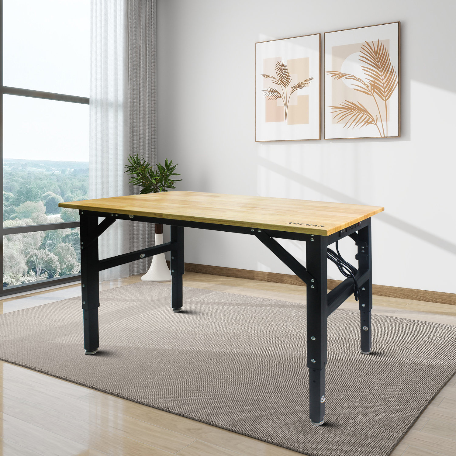 Knlnny Ware Rubberwood 48.01'' L x 24.01'' W x 39.41'' H Adjustable ...