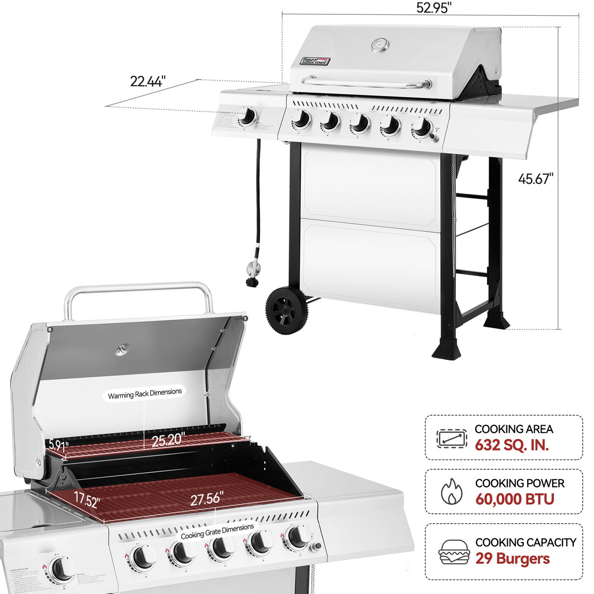 Royal Gourmet 5-Burner Liquid Propane Gas Grill & Reviews - Wayfair Canada