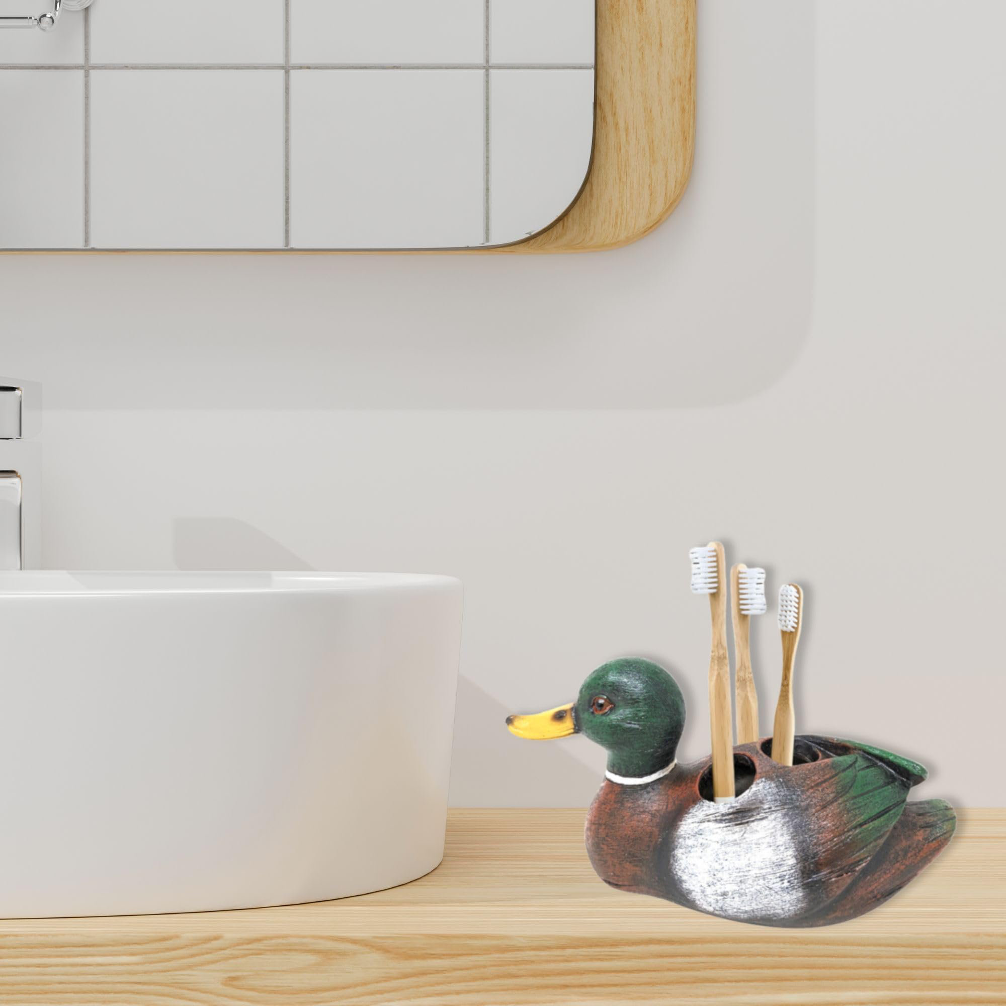 August Grove Mallard Duck Freestanding Toothbrush Holder - Lakeside ...