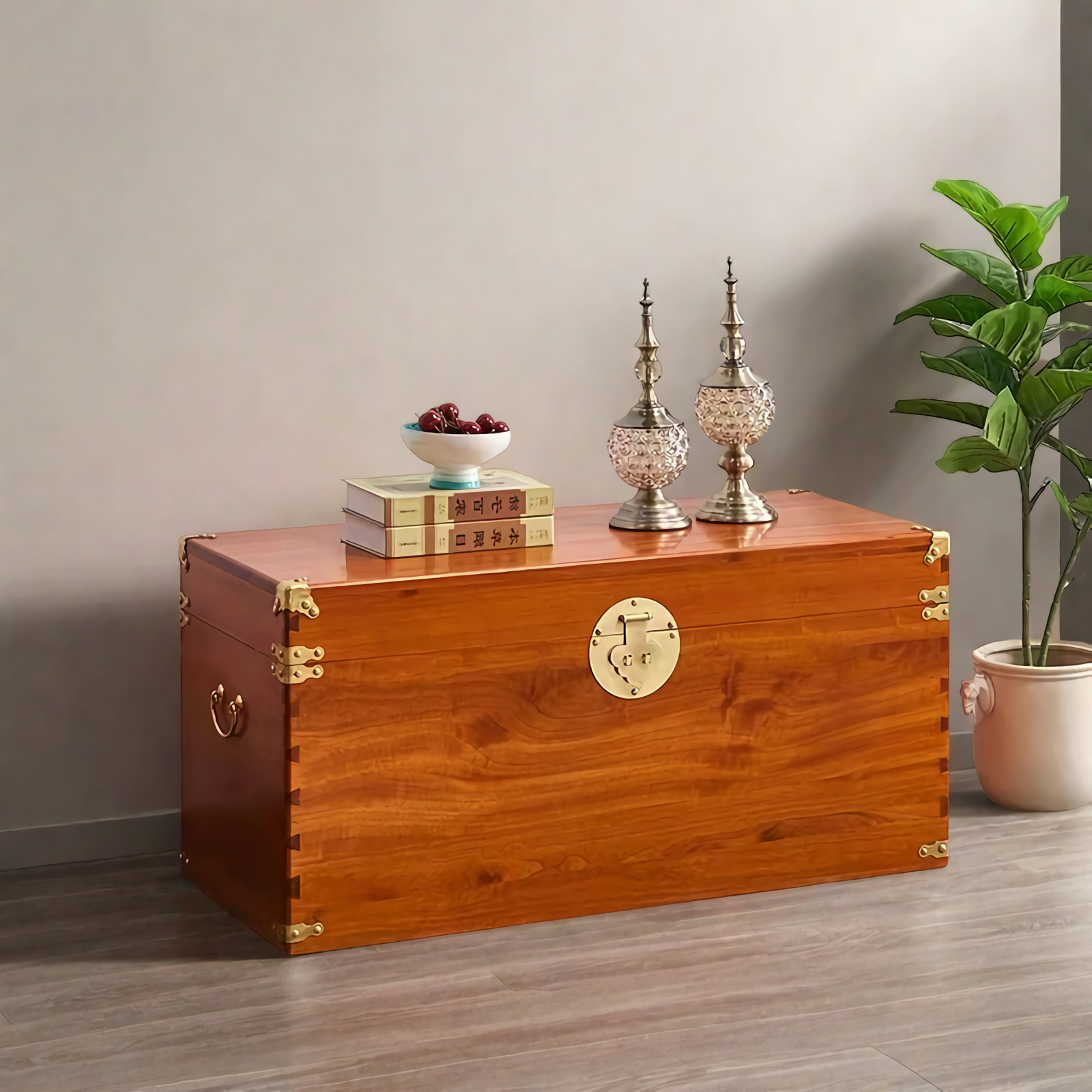 HUGESTO Simple Camphor Solid Wood Large Accent Trunk - Wayfair Canada