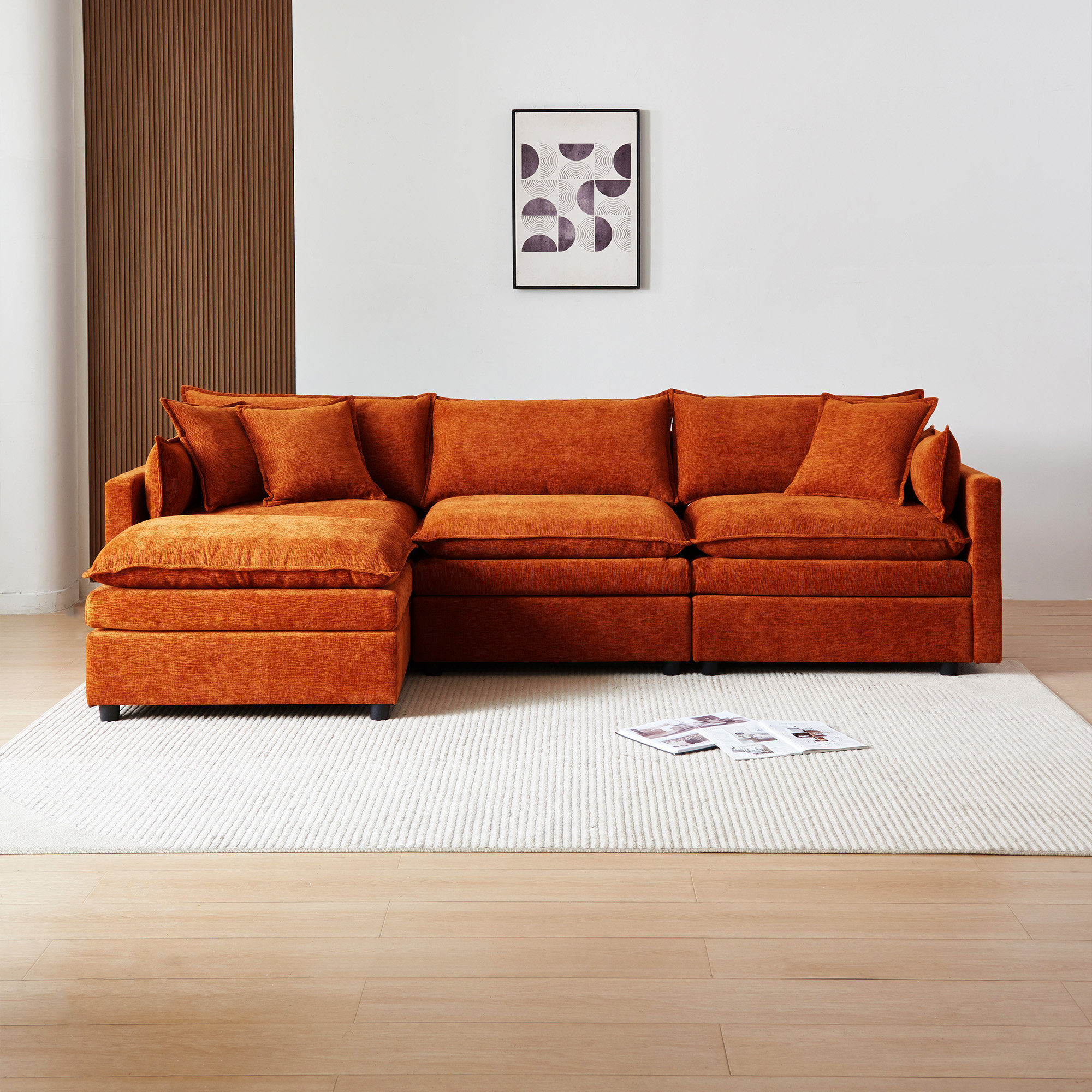 Everly Quinn Modular L-Shaped Sectional Sofa With Ottoman | Wayfair