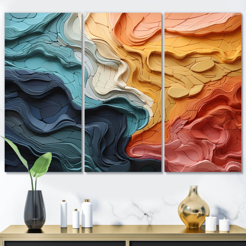 Design Art Biomorphism Forms IV - Modern Metal Wall Art Prints Set ...