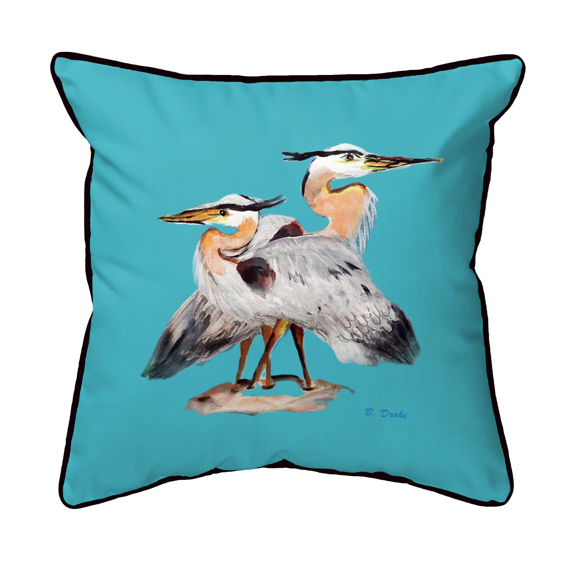 Betsy Drake Interiors Mr & Mrs Blue Heron Teal Pillow | Wayfair