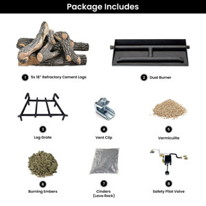 Dreffco Great Oak Premium Gas Log and hearth kit for Vented Fireplaces ...