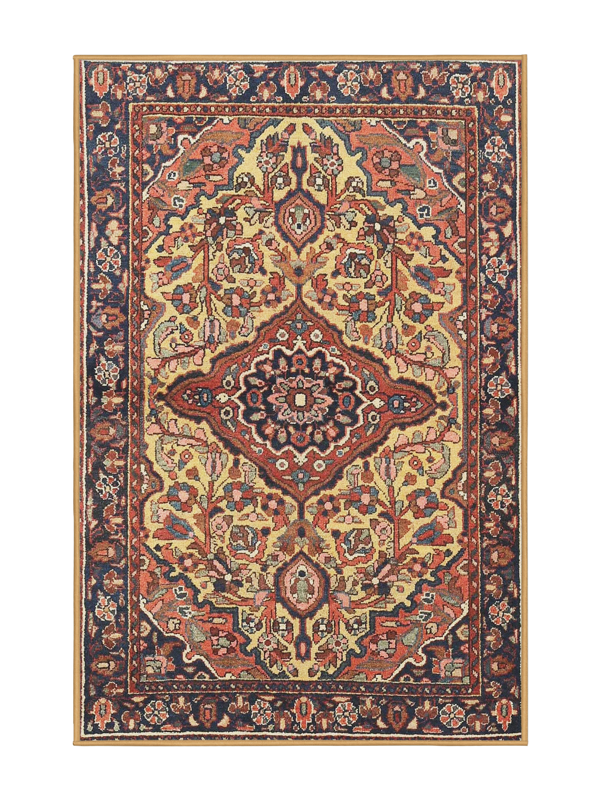 Bungalow Rose Oriental Brown/Yellow/Red Area Rug | Wayfair