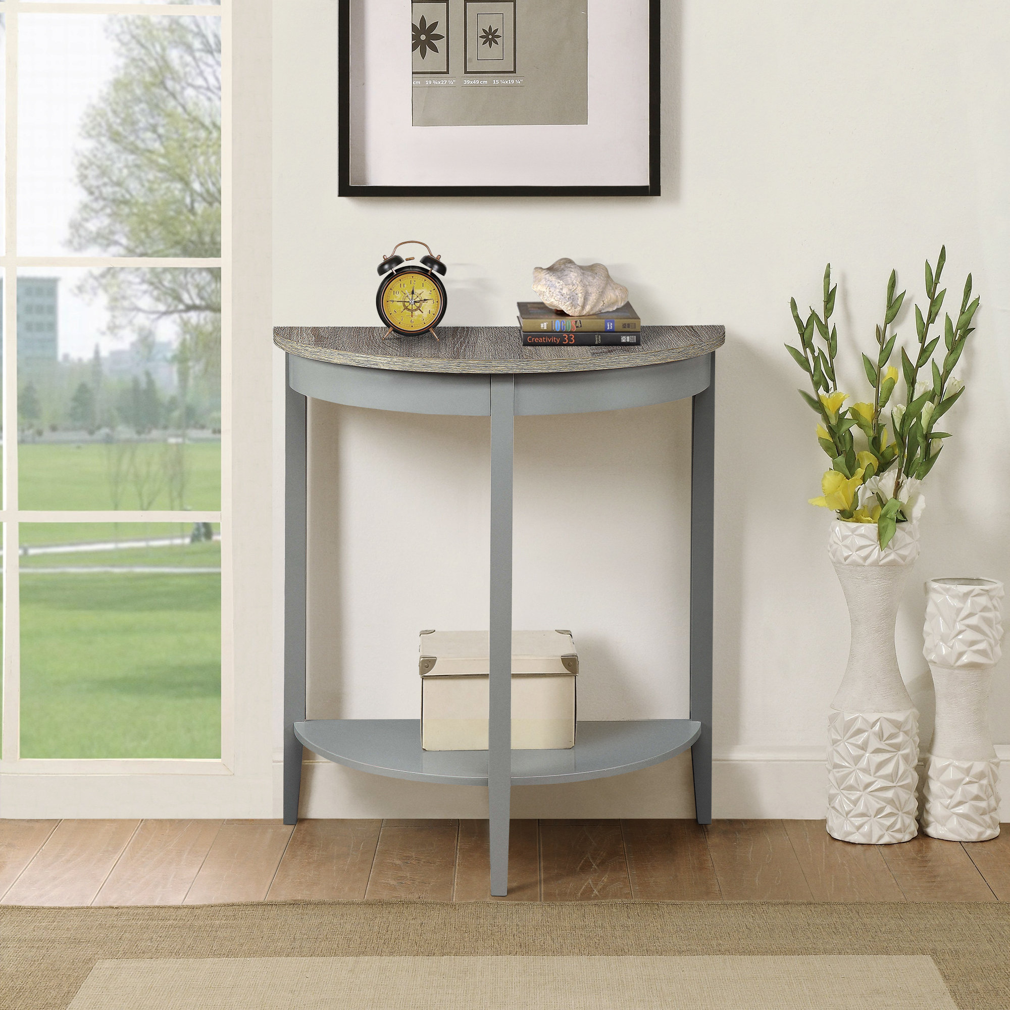 Red Barrel Studio® Davis Grey Oak And Grey Half Moon Console Table With ...
