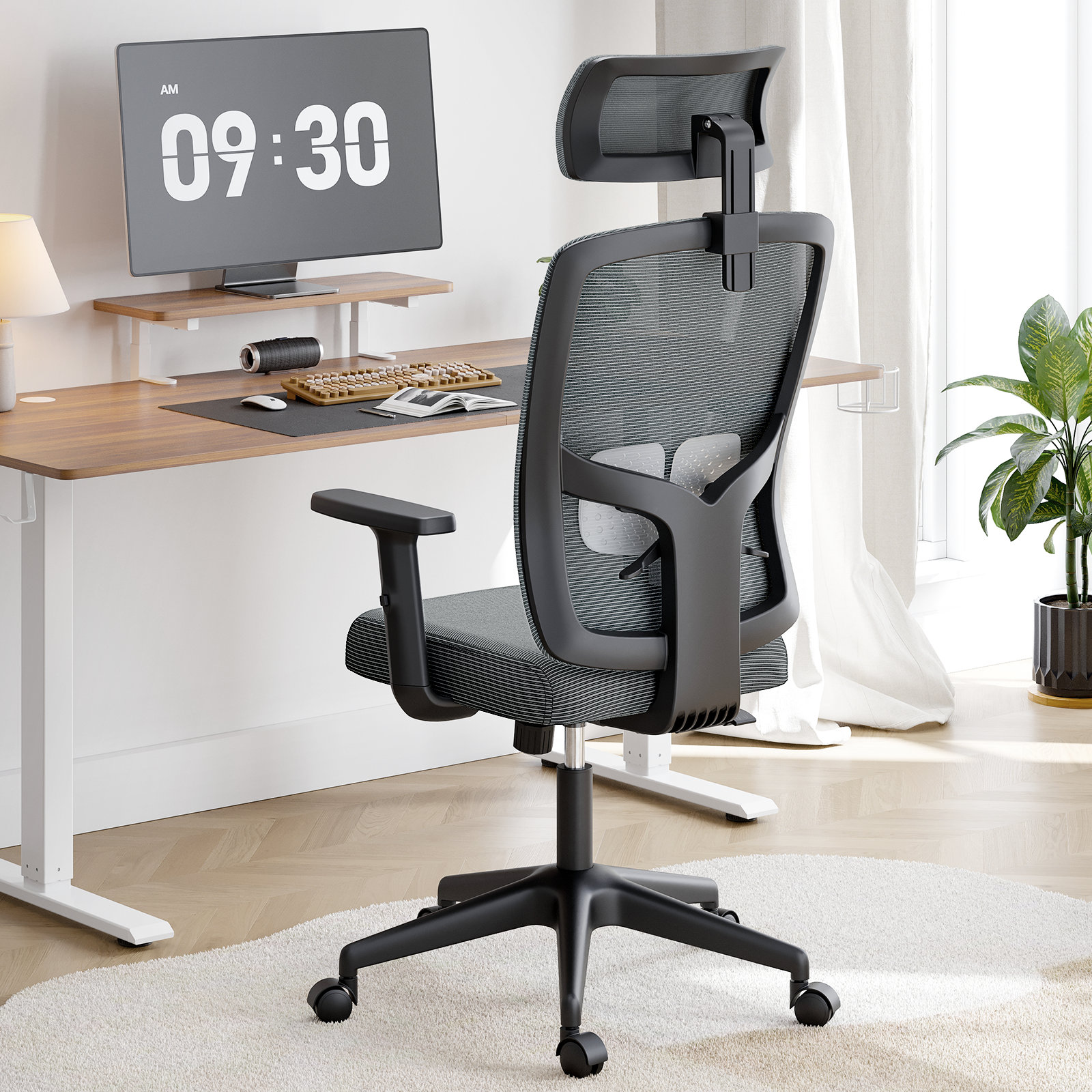 Inbox Zero Ergonomic Office Chair With 2D Headrest & PU Liftable Arms ...
