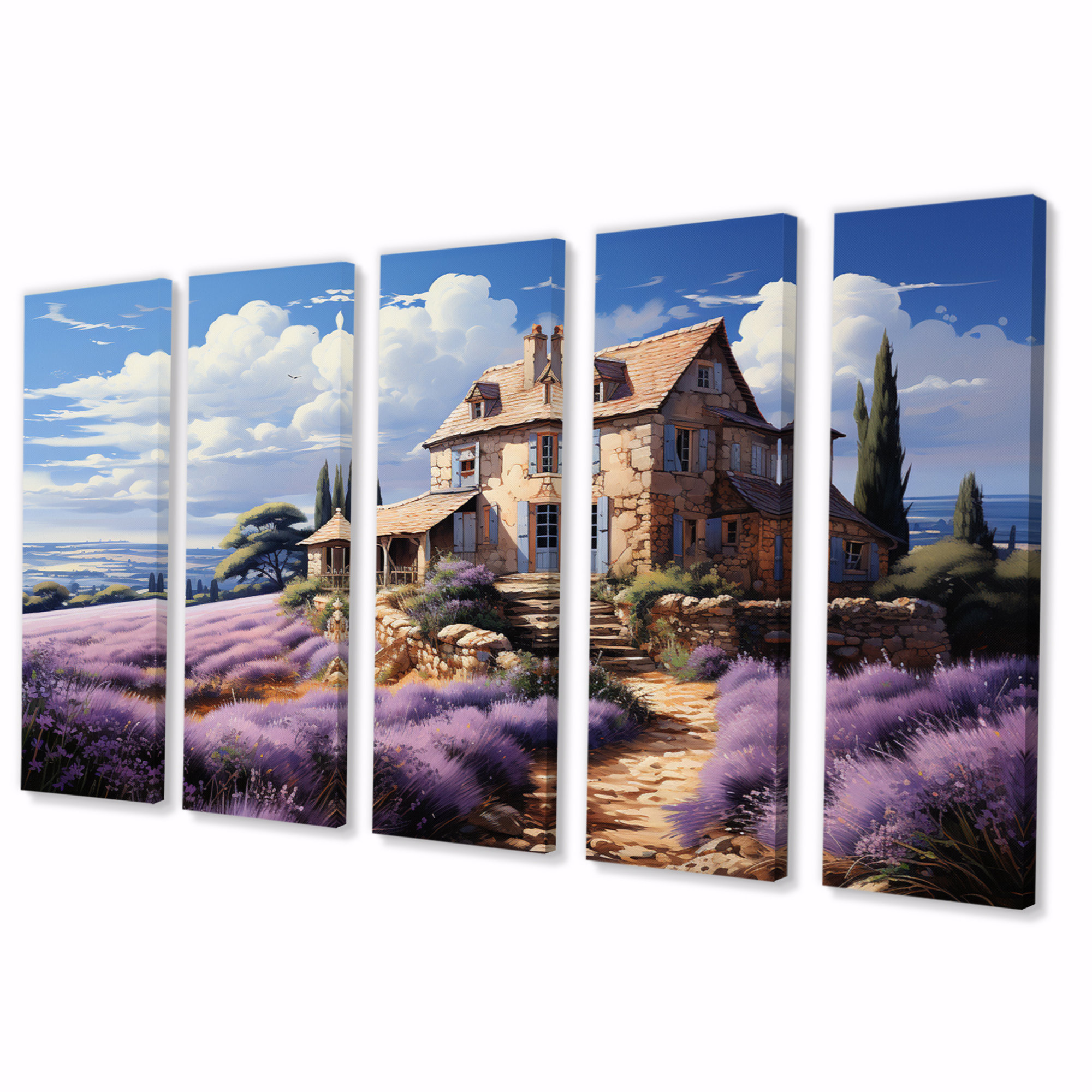 Design Art Country Charm Fields Of - Landscapes Canvas Wall Art - 5 ...