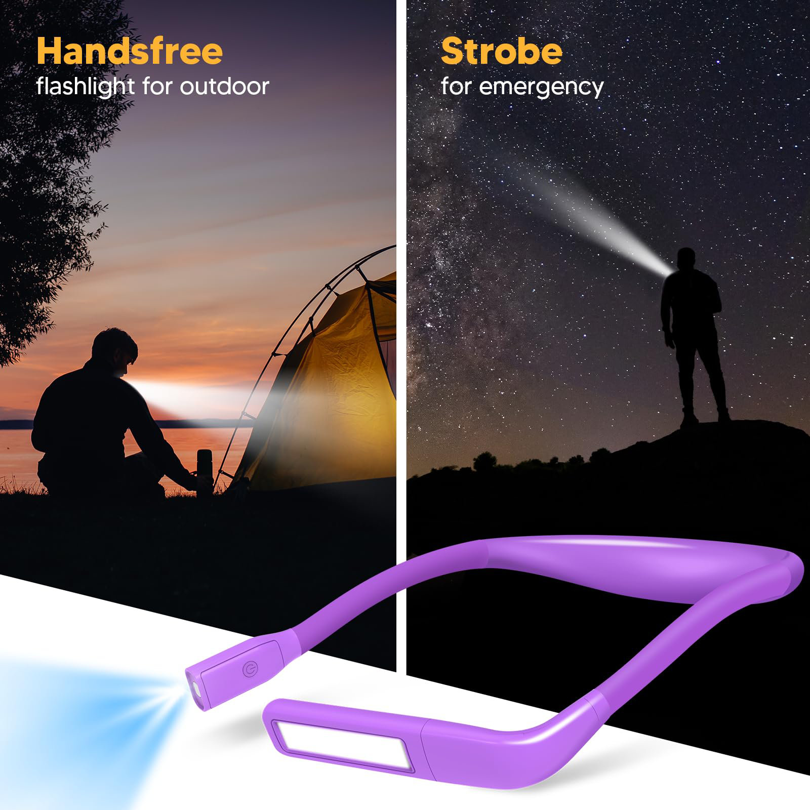 TWDAI Rechargeable Neck Book Light With Dual Lamps For Reading At Night ...