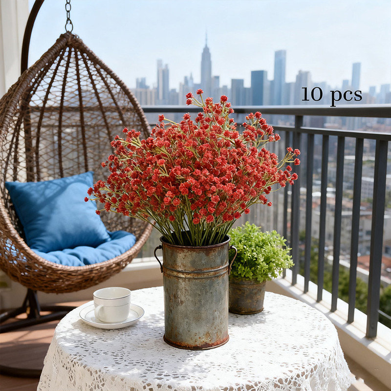 Primrue 10 Pcs Multicolor Baby Breath Flowers, Fake Gypsophila Plants ...