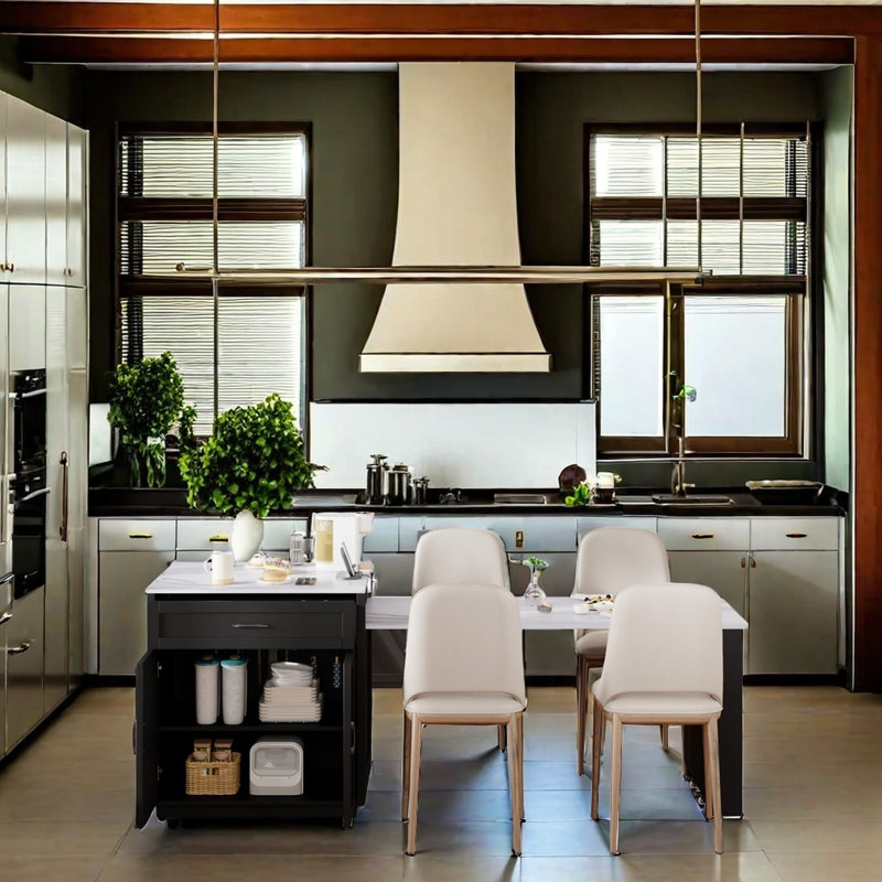 Red Barrel Studio® Multifunctional Kitchen Island With Extendable Table ...