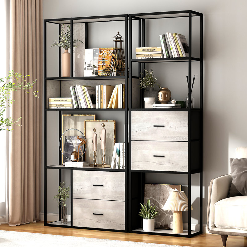 17 Stories Zela 2 Piece Geometric Storage Bookcase | Wayfair