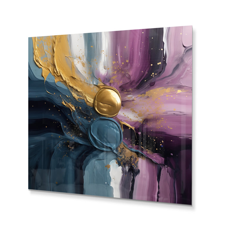 Ivy Bronx Nihat Purple And Blue Movements In Paint II On Metal Print ...