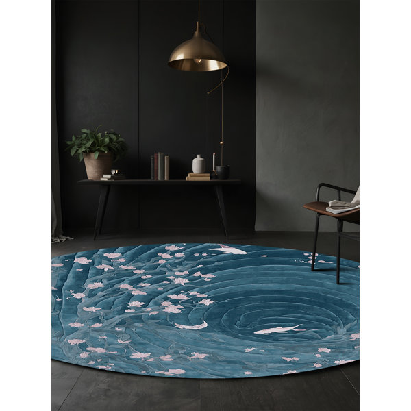 Winston Porter Machine Washable Blue Area Rug | Wayfair