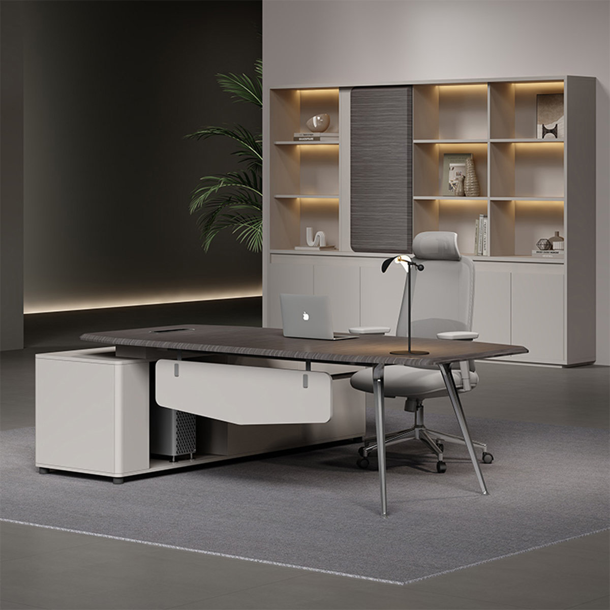 Orren Ellis 94.49"Premium Dark Brown L-Shaped Desk | Wayfair