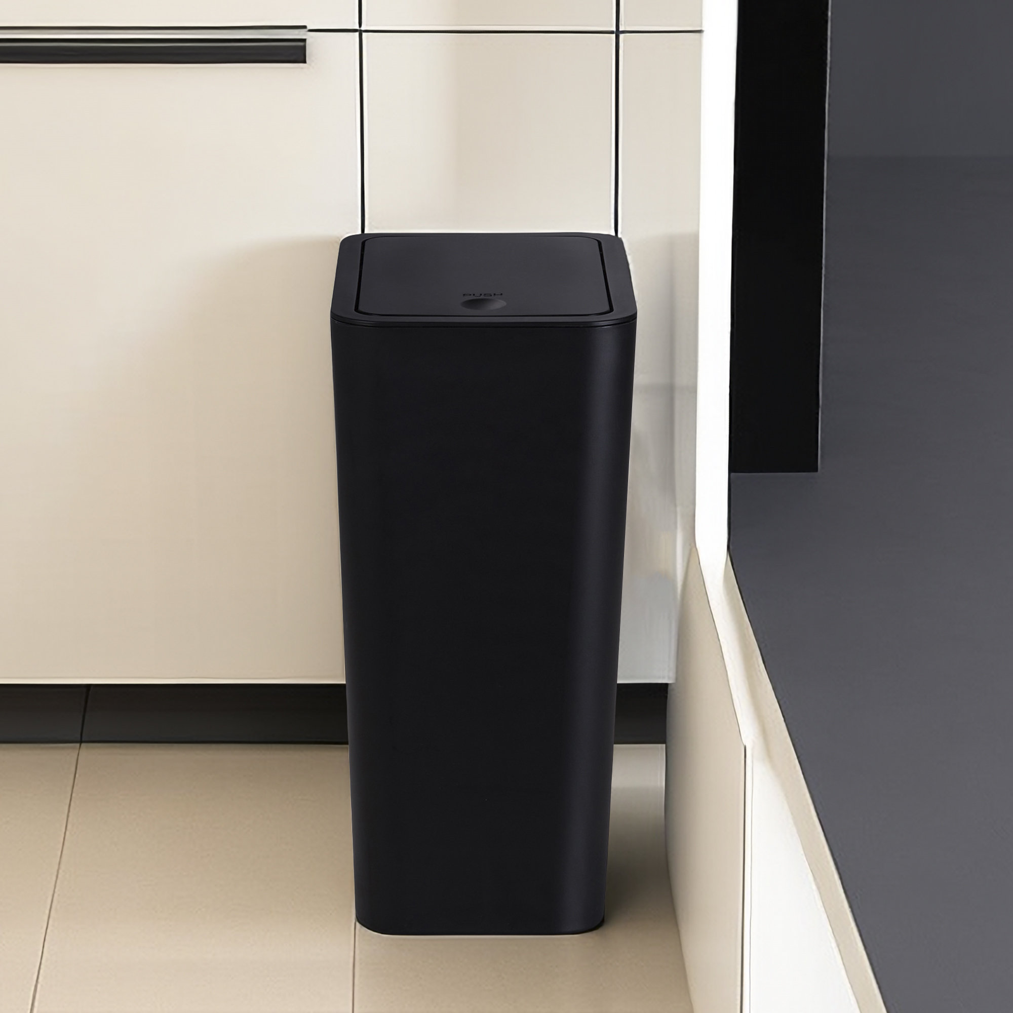 HUFTGOLD Plastic 2.6 Gallon Touch Top Trash Can (Set of 3) | Wayfair