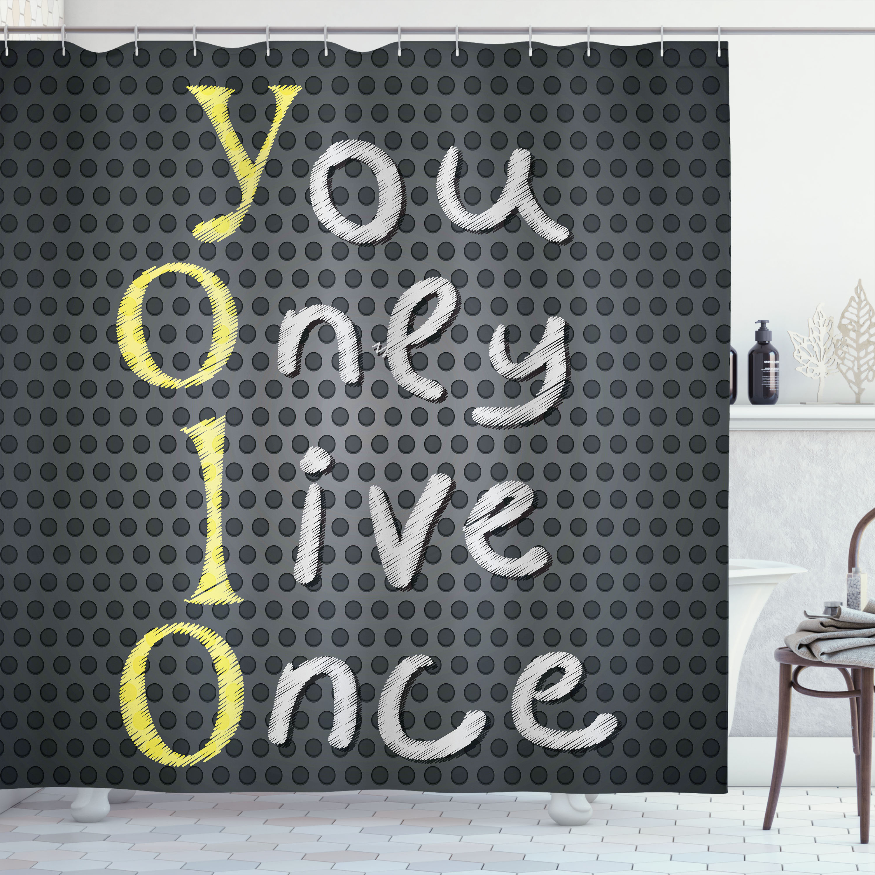 Ivy Bronx YOLO Shower Curtain Modern Freedom Slogan | Wayfair