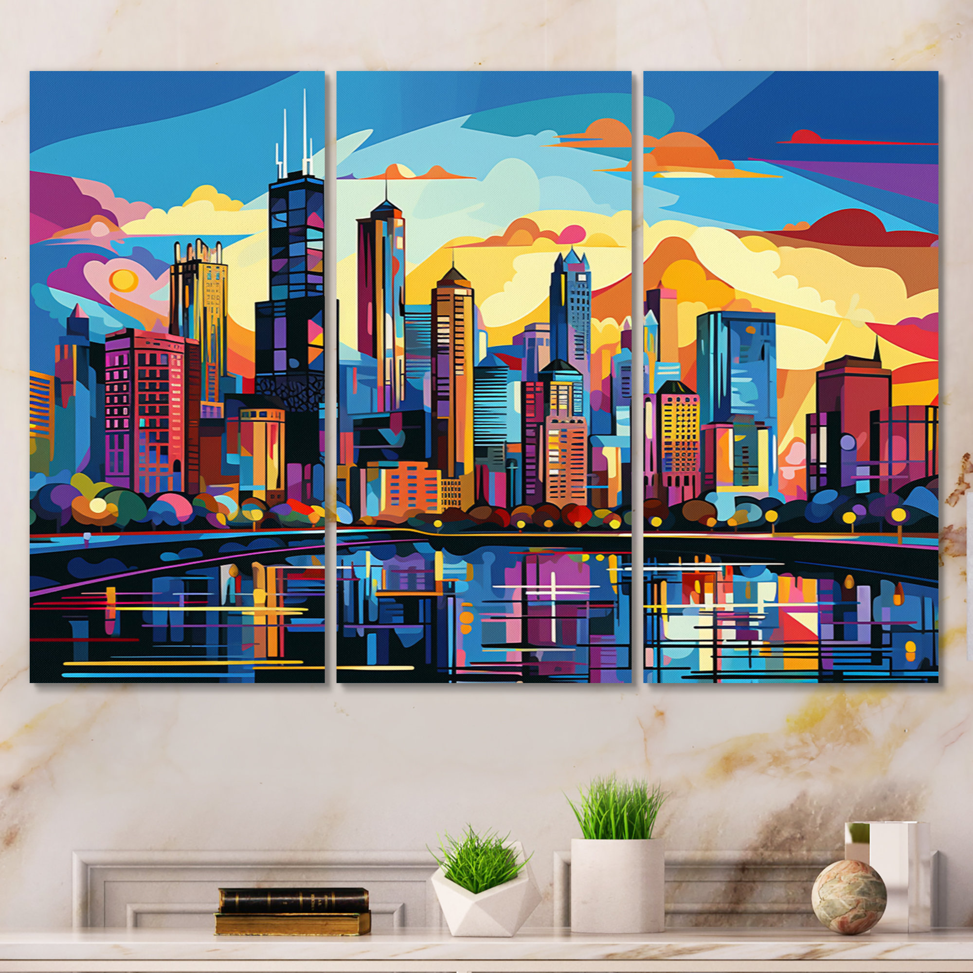 Ebern Designs Chicago Popart II - Chicago Canvas Art Print Set ...