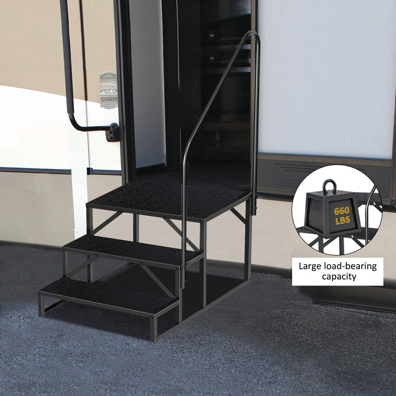 WFX Utility™ RV Steps with 1 Handrail，3 Steps Mobile Home Ladder | Wayfair