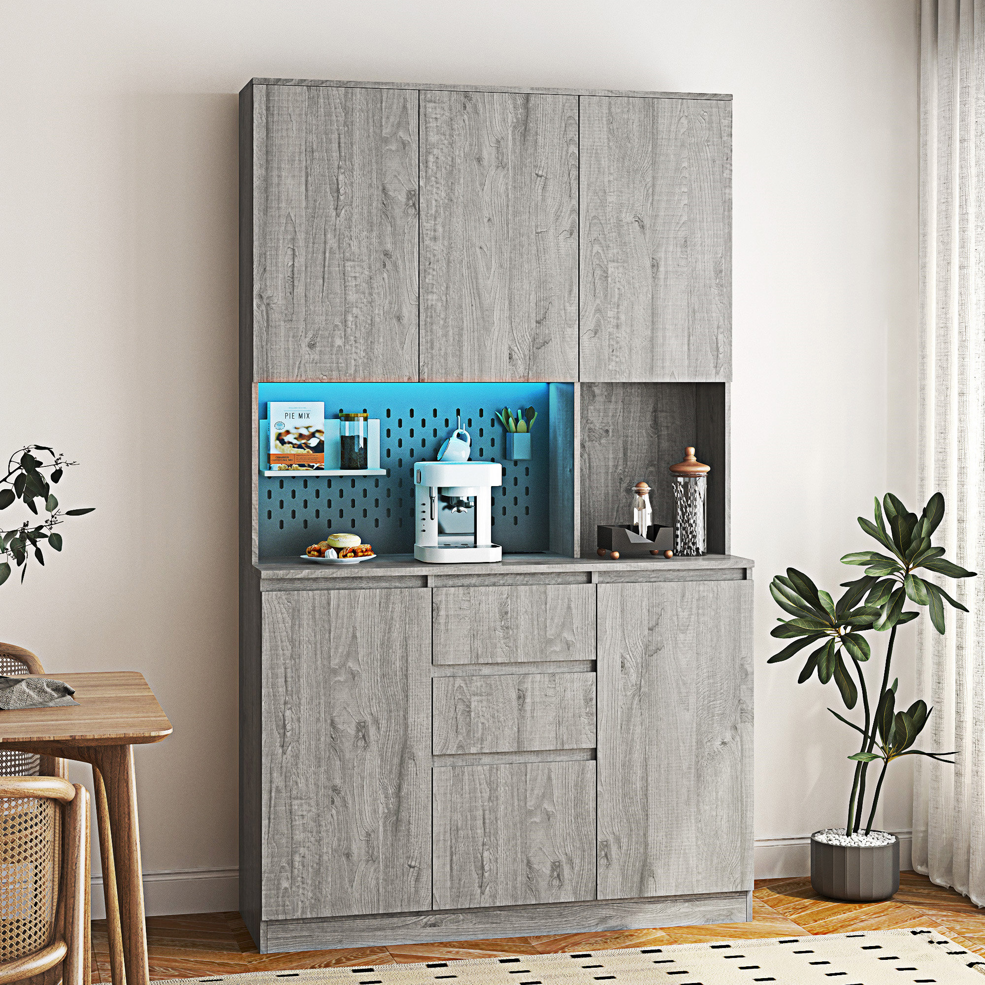 Hokku Designs Armoire garde-manger de 74 po avec station de charge ...