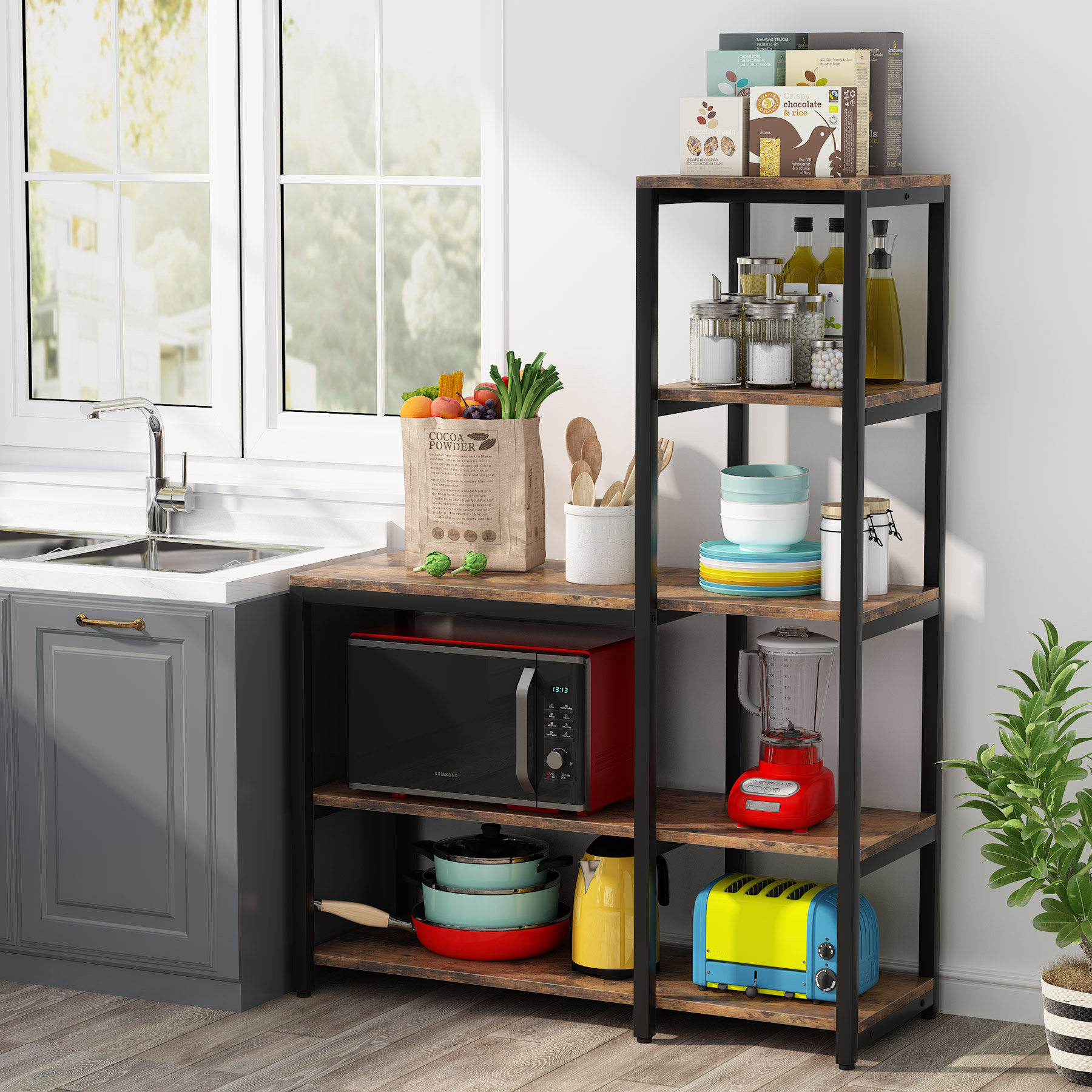 17 Stories Kitchen Bakers Rack With Utility Storage Shelf & Reviews ...